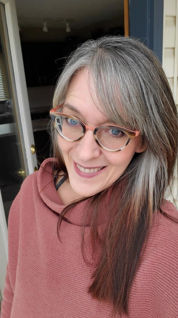 Alison's Transition from Henna to Naturally Silver Hair